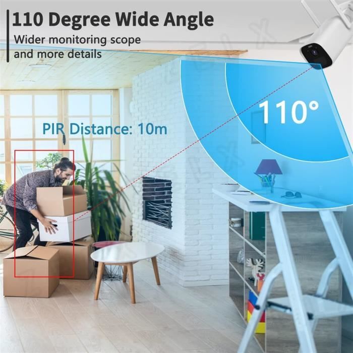 Caméra de sécurité Grand Angle, Caméra Balle 3MP WiFi 3W Panneau ...