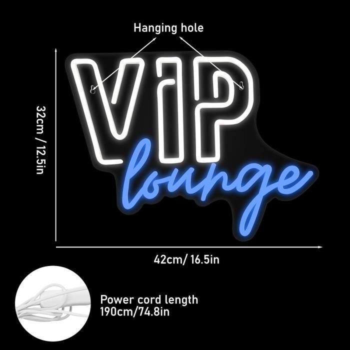Panneau Néon Vip Lounge - Usb - Lumière Néon Vip - Panneau Lumineux Pour Décoration Murale, Club ...