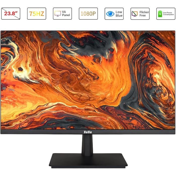 Écran Pc 24 Pouces Sans Bordure Full Hd Led Moniteur Pc Vga Hdmi 75Hz ...