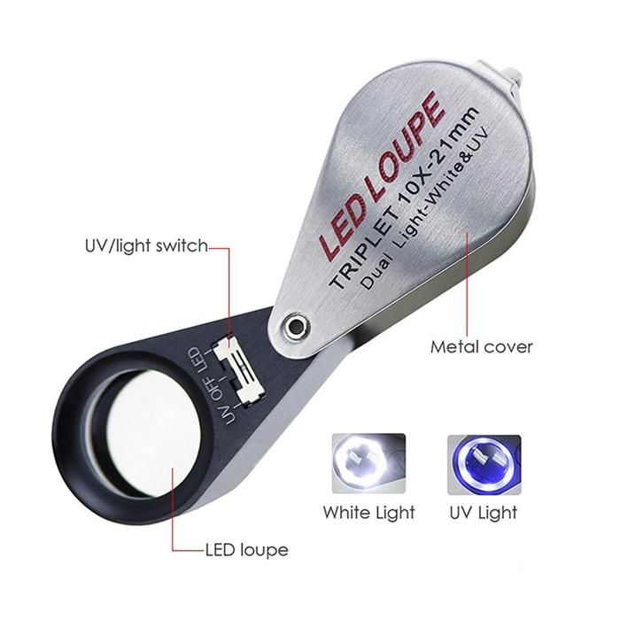 3 Pièces 10X Grossissement Bijoutier Loupe Triplet Lens Loupe avec 6 ...