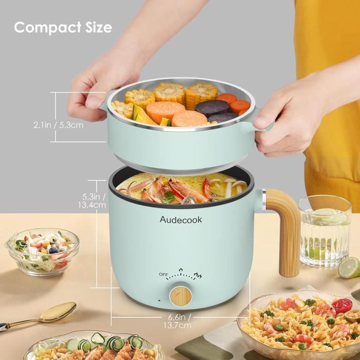 Hot Pot Électrique Avec Cuiseur À Vapeur, 1.5L Portable Poêle ...