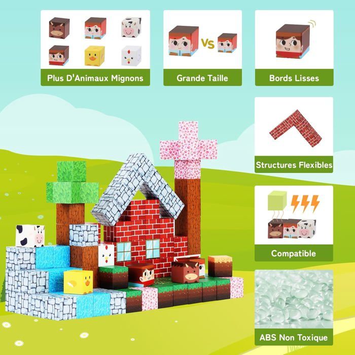 110 Pièces Blocs de Construction Magnétiques STEM Montessori, Jouet ...