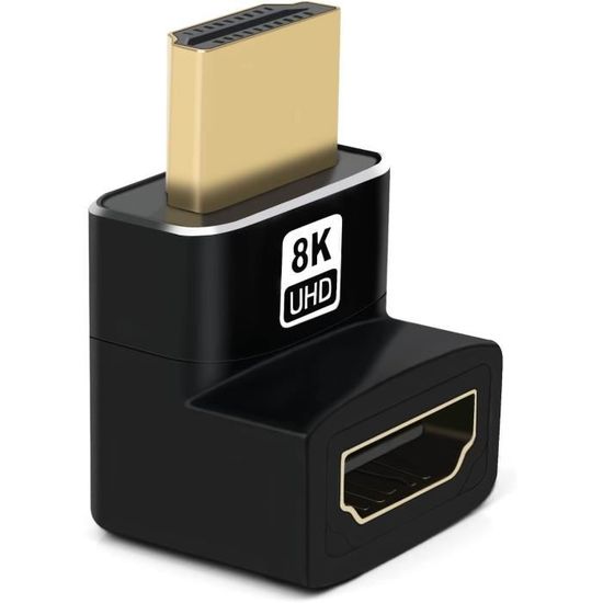 Coupleur HDMI 8K, 90 et 270 Degré Angle HDMI Extender Mâle vers Femelle Coupleur Connecteur ...