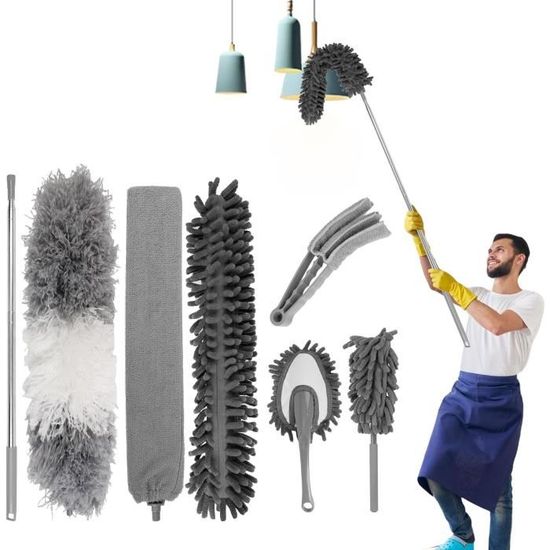 Lot de 7 plumeaux télescopiques lavables - Extensible jusqu'à 80 à 280 ...
