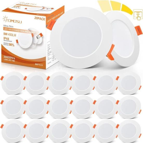 Spot LED Encastrable Dimmable Extra Plat, 5W 450LM Equivalent 50W Incandescence, IP44 Spot ...