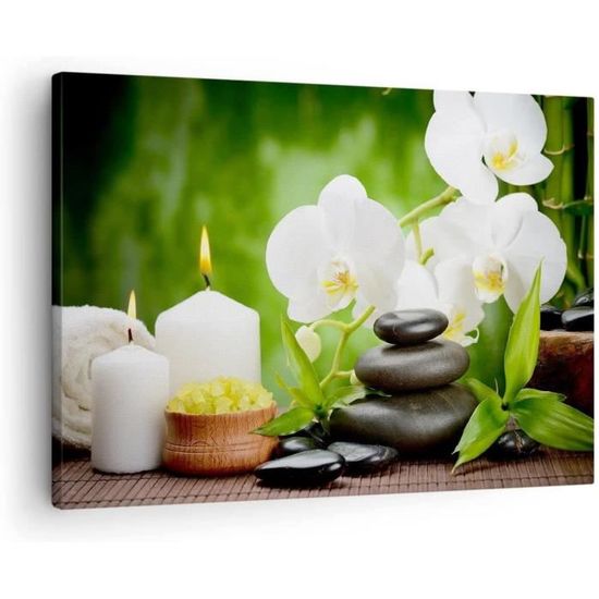 Tableau Fleur aromathérapie spa - Décoration murale - Encadré 60x80cm ...