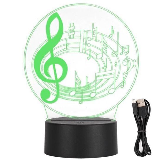 N209050-Lumière LED 3D Musical Note 3D notes de musique LED lumière USB ...