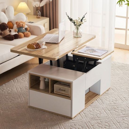 Table basse relevable Table basse salon moderne avec 2 plateaux 2 ...