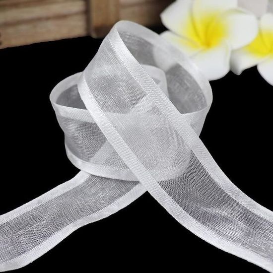 Ruban,White-25mm--Ruban En Organza À Bord Satiné, 5 Mètres, Bricolage ...