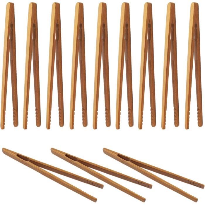 12 Pièces Pinces En Bambou Pince À Pain De Bois Pinces De Cuisine ...