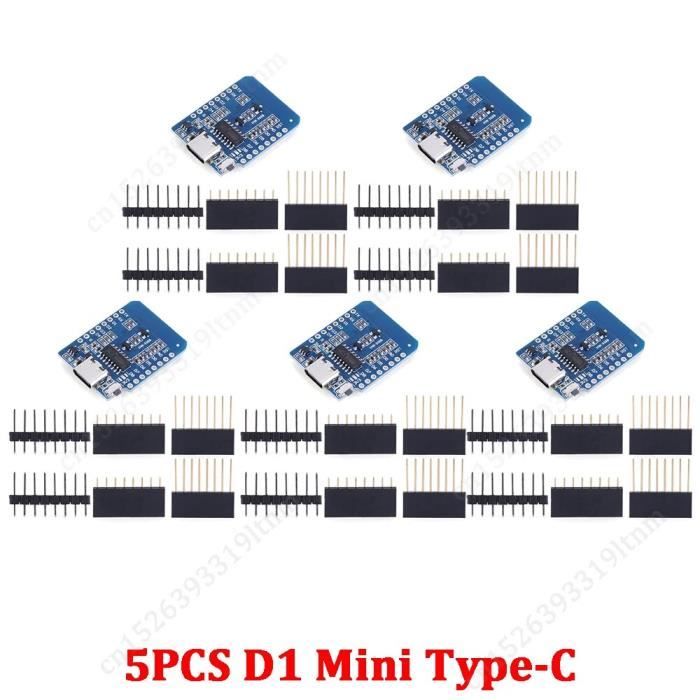 5pcs D1 Mini Type-C - WeMos D1 Mini-Carte de développement ESP32 WiFi ...