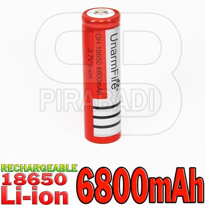 1 PILE ACCU RECHARGEABLE 18650 3.7V 6800mAh LI-ION BATTERIE - QUALITE ...