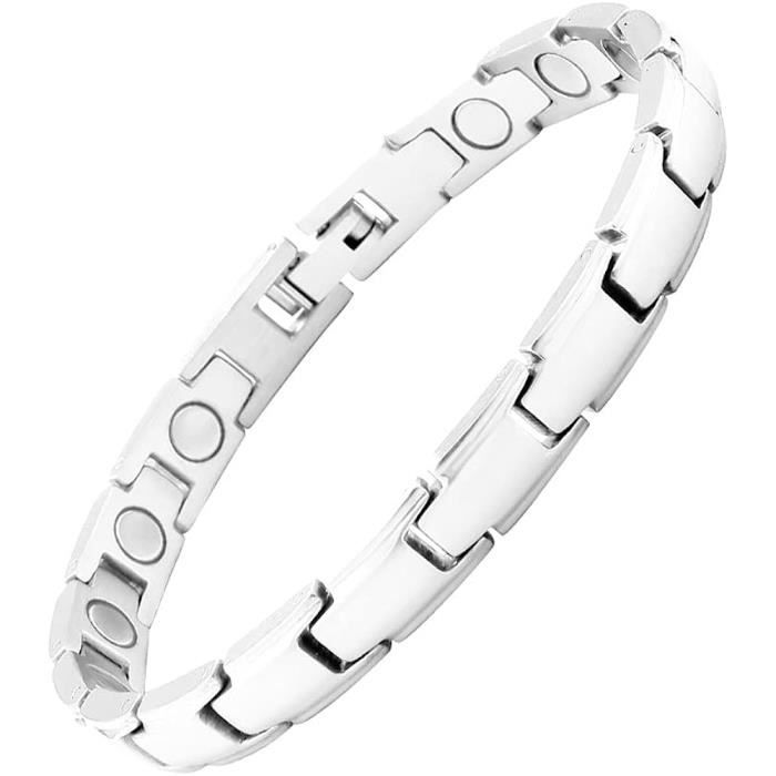 Bracelet magnétique pour homme et femme en argent, 3500 Gauss Bracelet ...