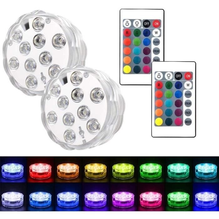 Lot de 2 Lampes de Piscine à LED Submersibles pour Aquarium, Jacuzzi ...