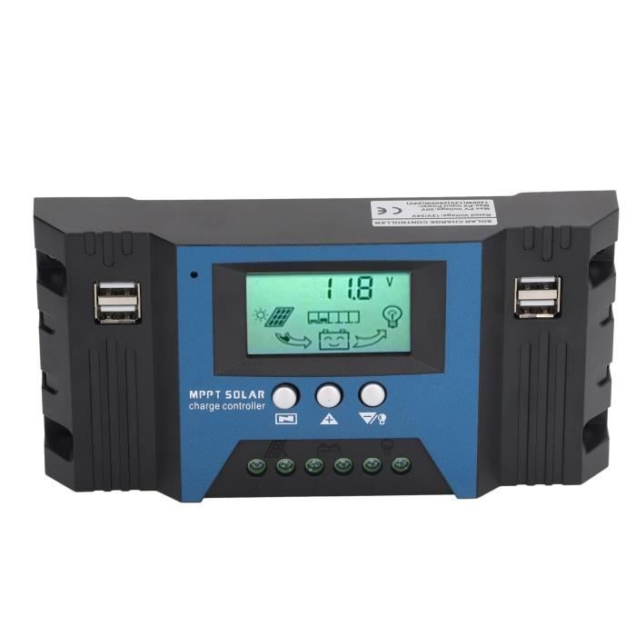 Régulateur de charge solaire 12V 24V 4 ports USB 5V 2.5A Paramètre ajustable Affichage LCD pour ...