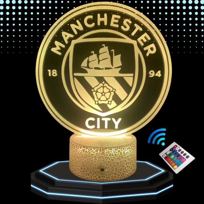 Lampe de Chevet 3D LED Manchester City Football, Veilleuse changement ...