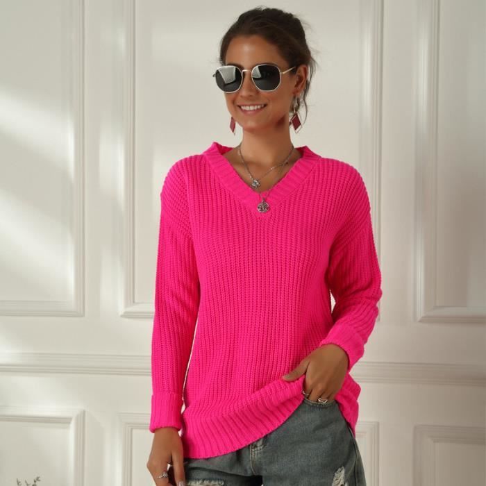 Femmes Vêtements Tricoté Vert Fluo Pulls À Col Roulé Chemises À Manches ...