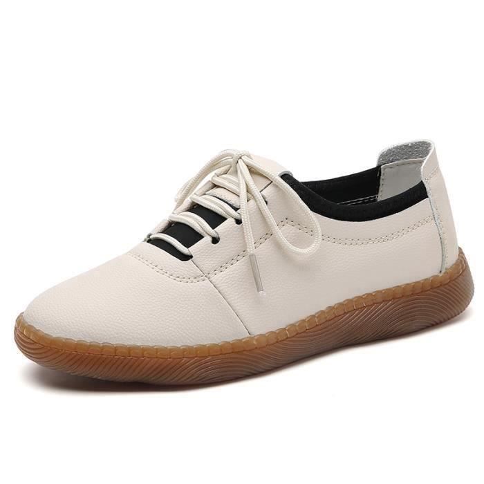 Chaussures Femme Derbies femme mode à lacets cuir souple Gris clair ...