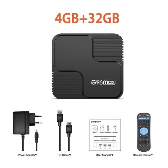 Boîtier Smart TV - RNCYN - G96 Max - Android 12 - 4 Go RAM - 64 Go ...
