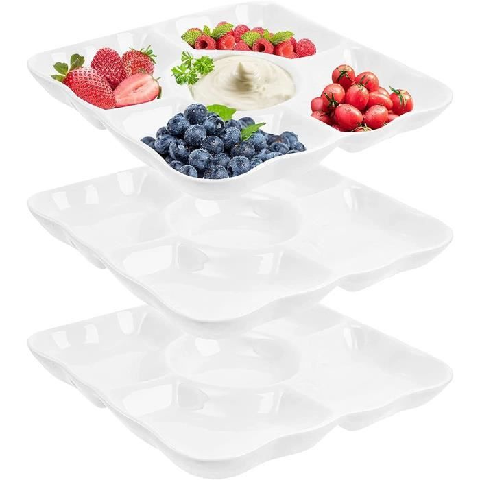 Assiettes à Goûter à Compartiments, Bol à Collation Divisé, Snack 4 ...