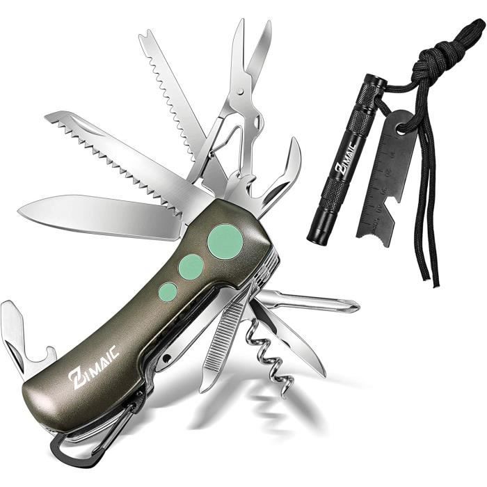 Couteau suisse - SSS - ZIMAIC 15 en 1 - Boutefeu Flint - Tournevis ...