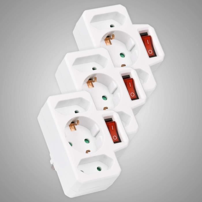 Heitech 3X Fiche Multiprise Electrique Triple Avec Sécurité Enfant ...