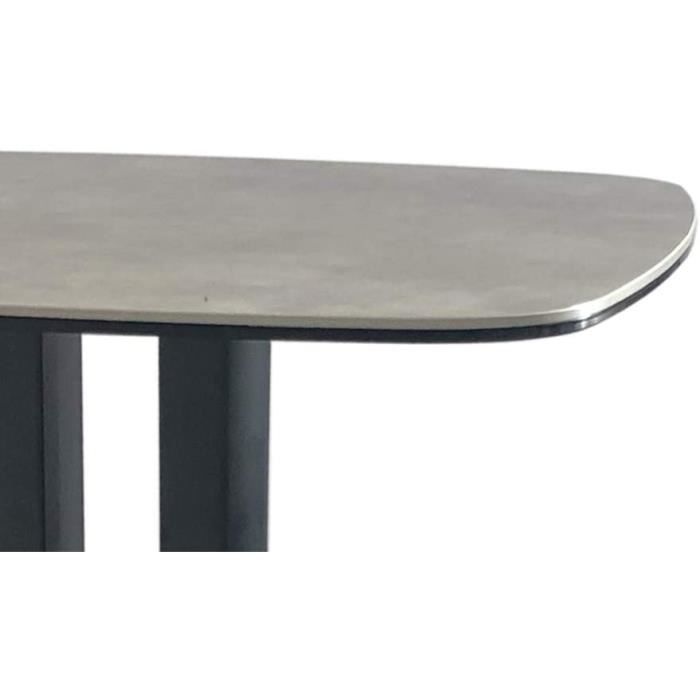 Table Haute carré 60 cm Plateau céramique Gris et piétement en Acier ...
