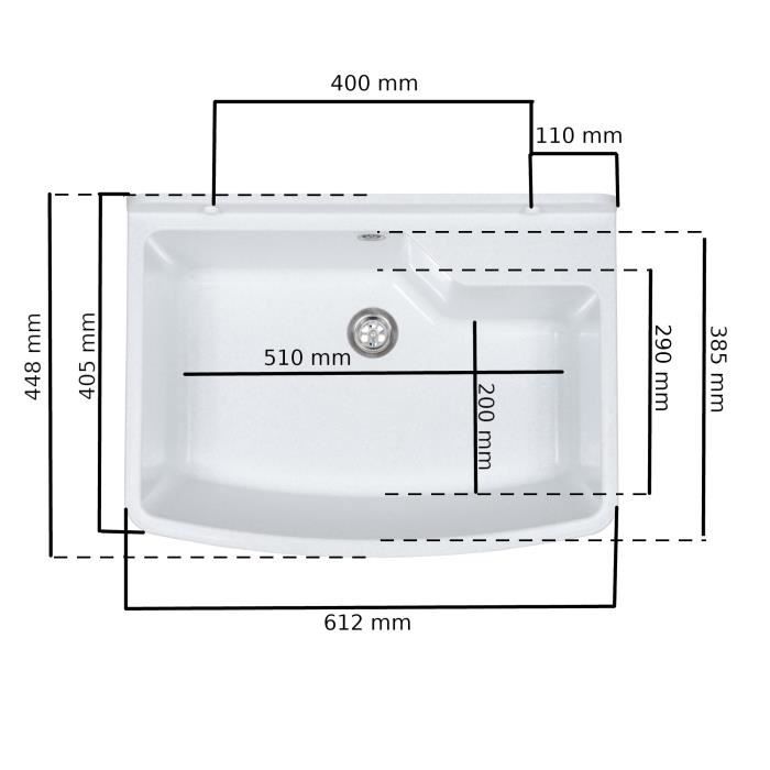 Lavabo plastique gris clair 61,5 cm siphonne tirette et vidange ...