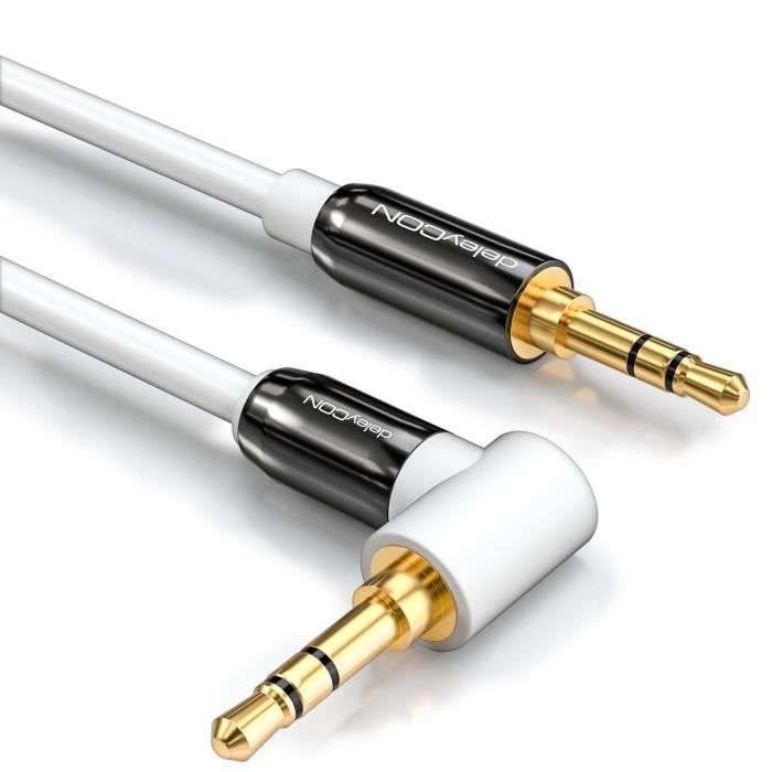 1M Câble Jack 3,5Mm Aux Câble Stéréo Câble Audio Prise Jack 1X Courbée ...