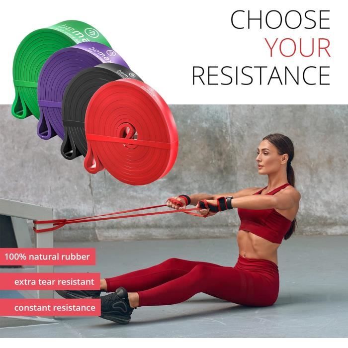 Elastique Musculation Traction Fitness + Guide Exercices, Assist Barre Fixe, Pull Up Bar Dip ...