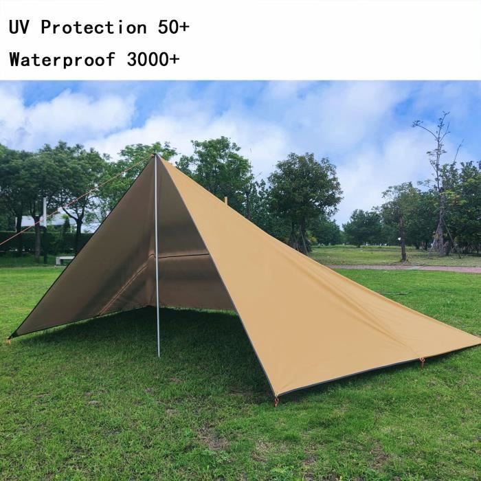 Bâche Camping Abris Anti-Pluie 3X3M Tarpe De Survie Bushcraft Materiel ...