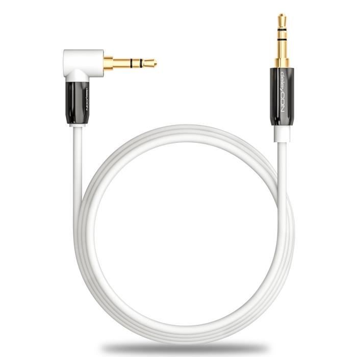 1M Câble Jack 3,5Mm Aux Câble Stéréo Câble Audio Prise Jack 1X Courbée ...