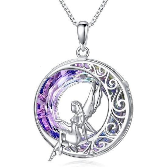 Collier Fleur de Rose en Argent Sterling avec Pendentif Tournesol et Cristal Fée Lys [n3922 ...