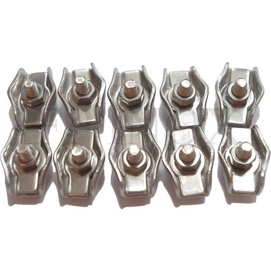 Serre Cable PLAT Diamètre Fil 4 mm inox ( Lot de 10 ) inox 316 - A4[746 ...