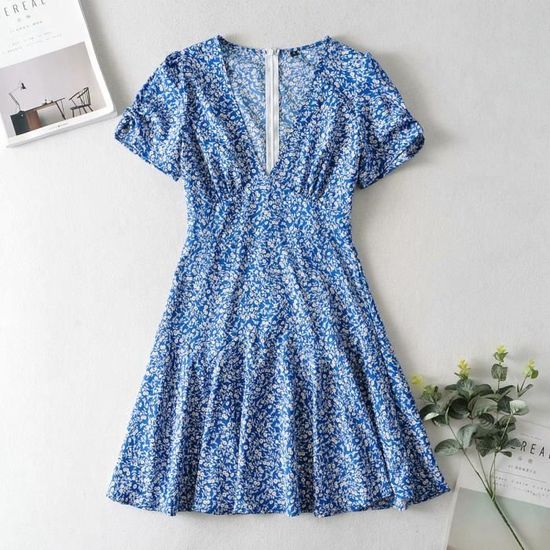 Robe à fleurs - de plage bleue imprimé Floral Bleu - Cdiscount Prêt-à ...