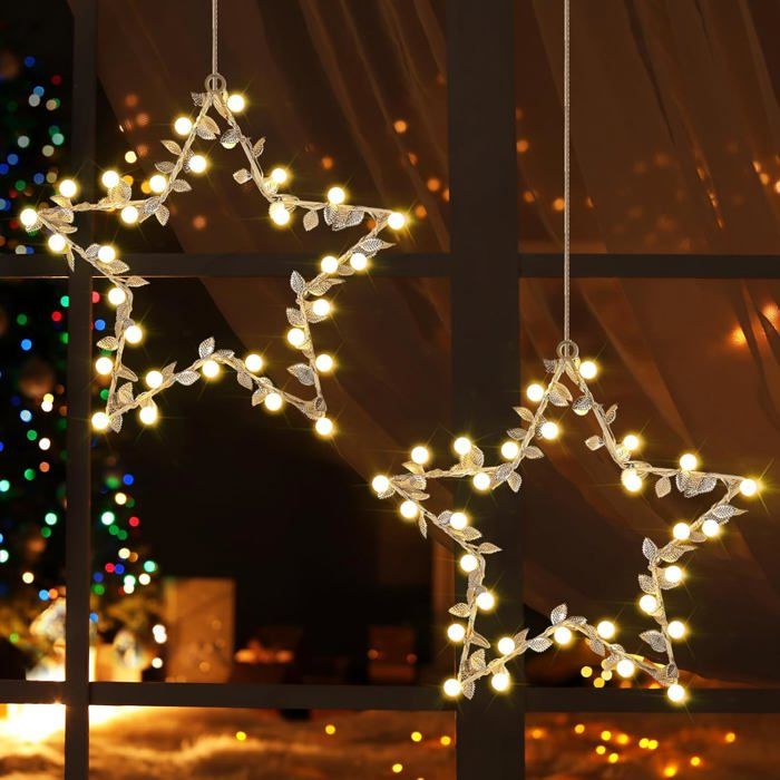 LED étoile Lumineuse Fenêtre Noël, 1PCS 62 LEDs Lumière Décoration Noël ...