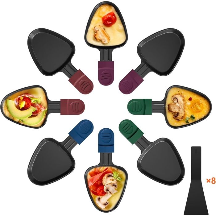 Lot de 8 Poêlon Raclette Triangulaire Anti-adhésif, Coupelle Raclette ...