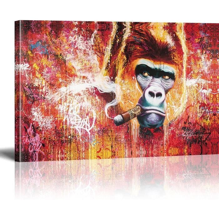 Banksy Toile Tableau Gorilla Smoking Cigar Street Art Graffiti Toile ...