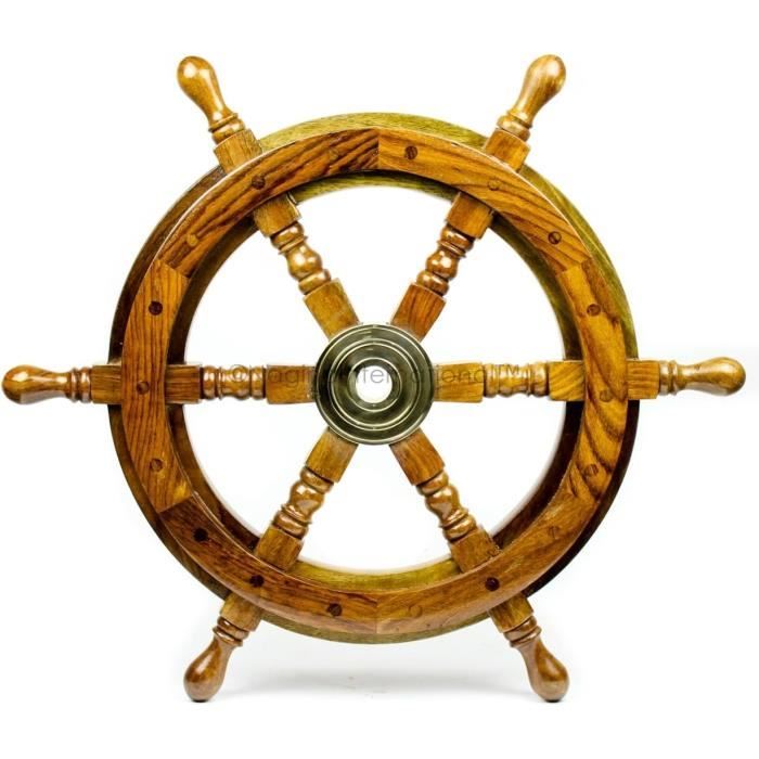 Roue De Bateau Nautique En Bois Fait À La Main - Décoration Murale Pour La Maison (18 Pouces ...