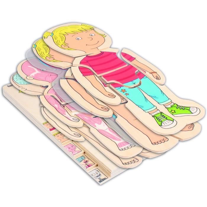Puzzle Corps Humain En Bois Petite Fille - 29 Pièces Puzzle 4 Ans Fille ...