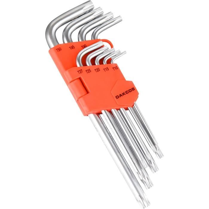 Cle allen Torx T10-T50, Jeu de cle 9 pc, avec trous de sécurité, clés ...