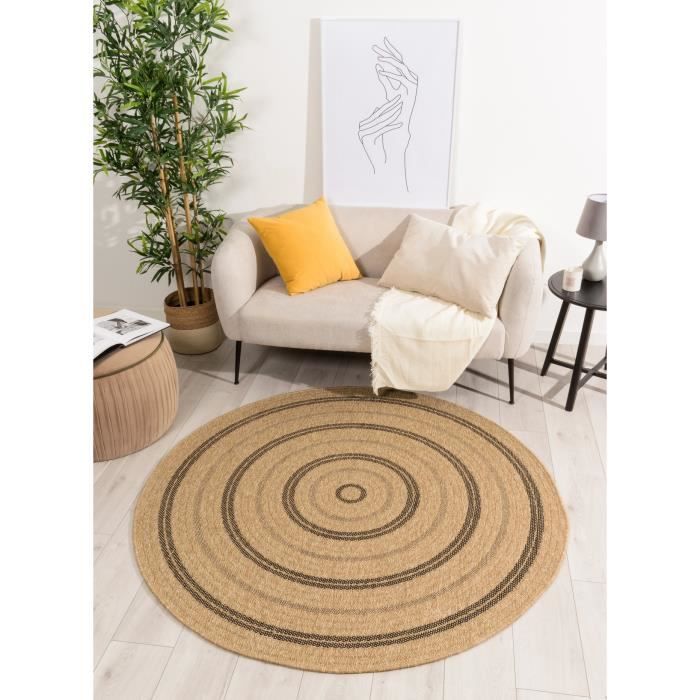 Tapis intérieur extérieur effet jute naturel à motif rectangulaire ...