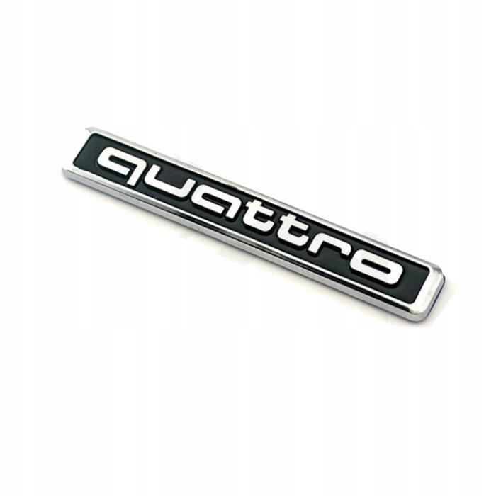 Audi QUATTRO Embleme Badge Logo Arrière Chrome - Fond Noir 70x9mm Pour ...