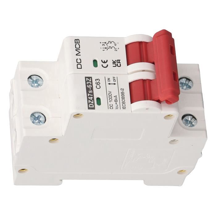 SAL Disjoncteur CC Disjoncteur DC 2P 63A 6KA Capacité de Rupture Installation sur Rail DIN ...