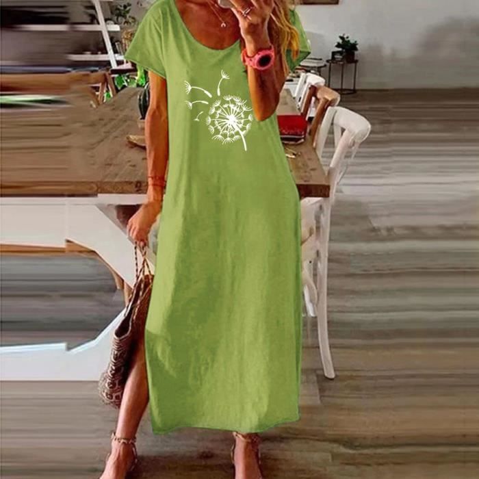 Pull de plage pour femmes Boho Sundress Robe longue ample à manches ...