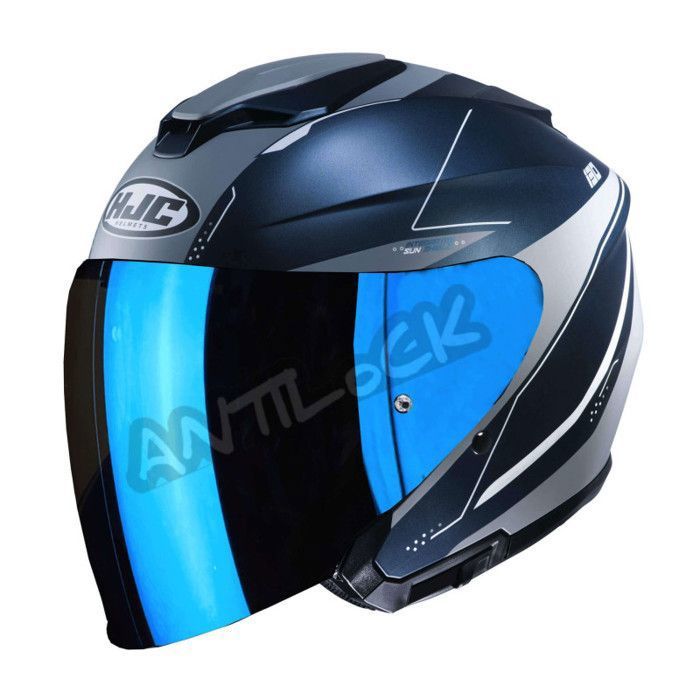 HJC JET i30 SLIGHT MC2SF AVEC VISIÈRE MIROIR BLEU - Cdiscount Auto