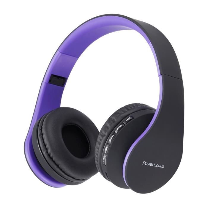 Casque Bluetooth - PowerLocus - Pliable - Violet - Sur-oreille ...