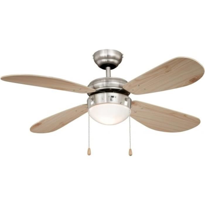 Classic Ventilateur De Plafond Nickel Pâles Pin Avec Éclairage Diamètre ...