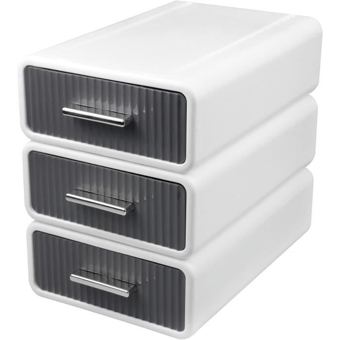 3 Pièce Boite Rangement Plastique Tiroir Organiseur De Bureau Boite ...