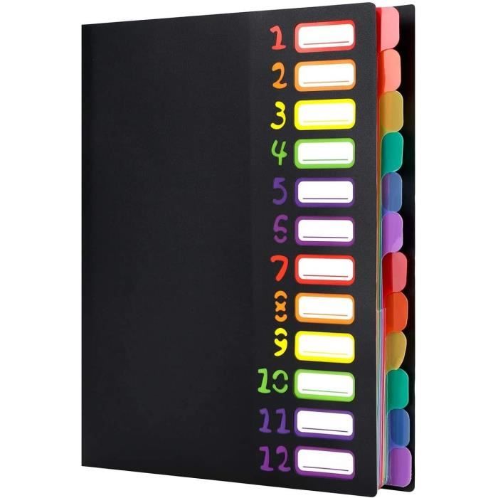 Trieur A4 Porte-document 12 Compartiments Colorés Classeur de ...